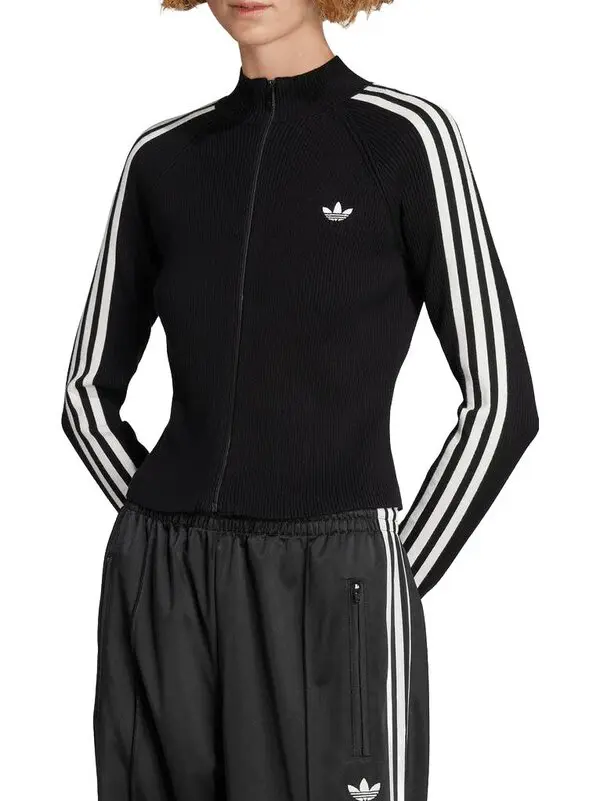 Adidas 3-stripes Slim Knit Track Jacket - Black