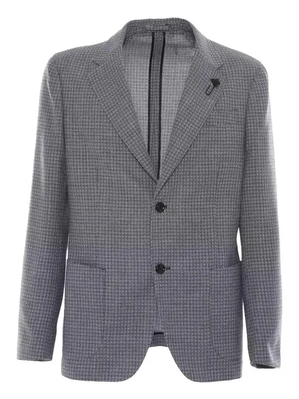 LARDINI Micro-check Single-breasted Blazer - 830bi