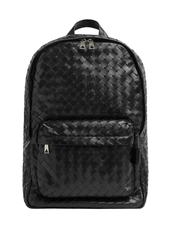 BOTTEGA  VENETA Intrecciato Leather Backpack - Black