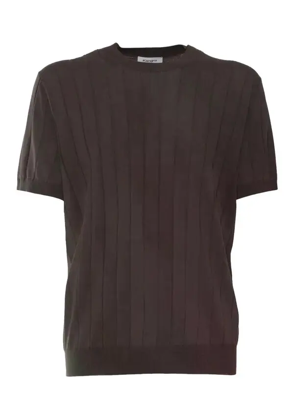 KANGRA Ribbed Crew-neck T-shirt - Brown