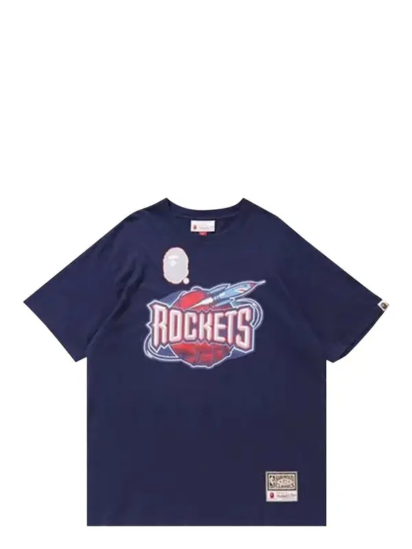 A BATHING APE X Mitchell & Ness Rockets Tee - Blue