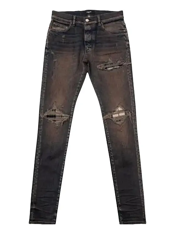 Amiri Mx1 Plaid Patch Jeans - Black