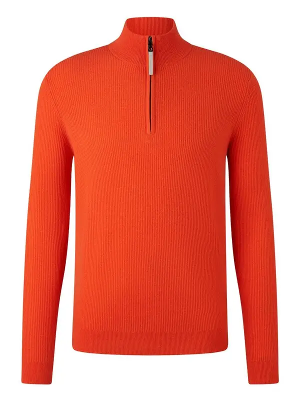 Bogner Pure New Wool Cashmere Troyer Derek - Coral