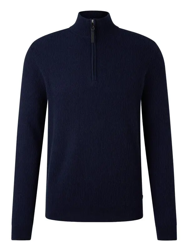 Bogner Pure New Wool Cashmere Troyer Derek - Navy Blue