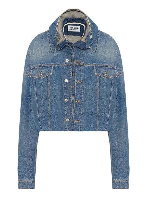 Jean Paul Gaultier Hooded Denim Jacket - Blue