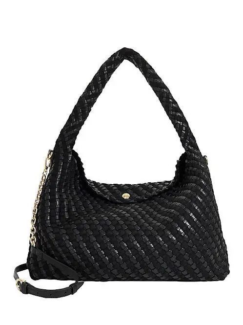 DUNE Woven Shoulder Bag With Chain Strap - Black Black Synthetic