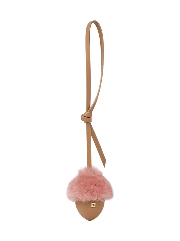 Fendi Acorn Charm With Mini Ff Logo - Beige