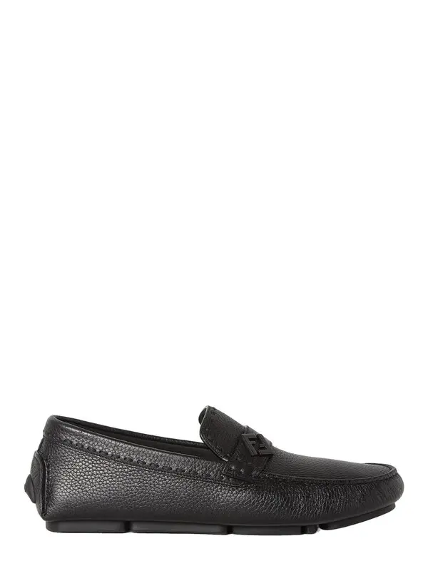 Fendi Ff Metal Driving Loafers - Black