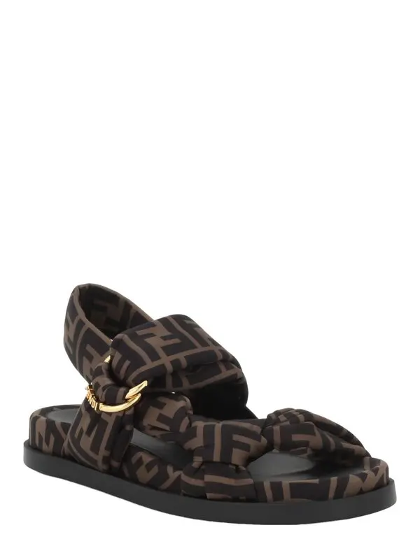 Fendi Sandals With Ff Motif - Brown