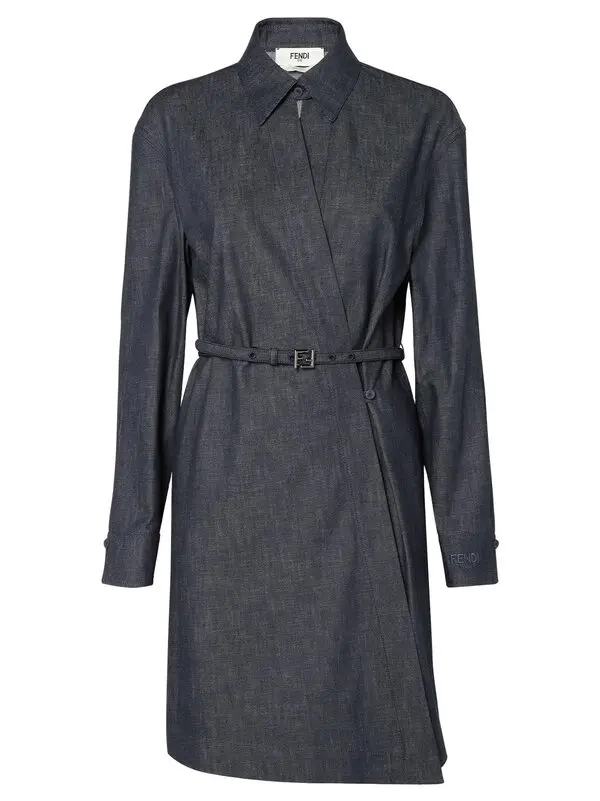 Fendi Short Chambray Shirt Dress - Blue