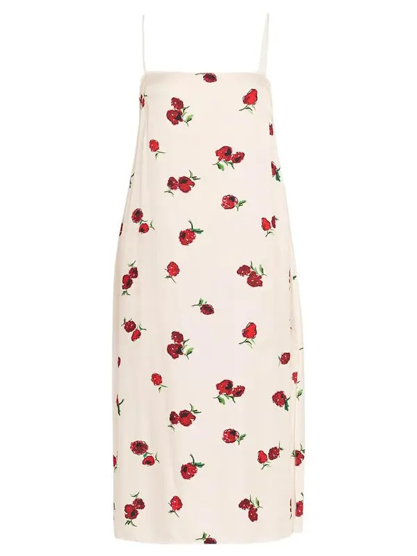 Khaite Sicily Floral-print Silk Midi Slip Dress - Raspberry Cream