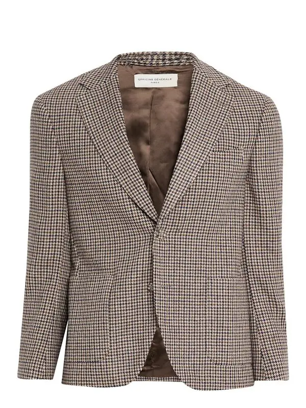 Officine Générale Arthur Houndstooth Single-breasted Sport Coat - Icdcoffbeigdknavy