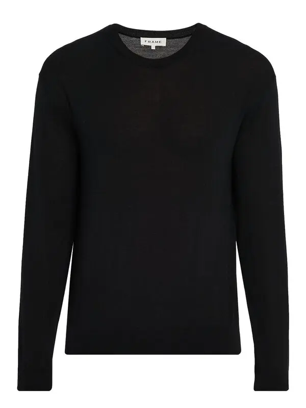 FRAME Superfine Wool And Cashmere Crewneck Sweater - Black