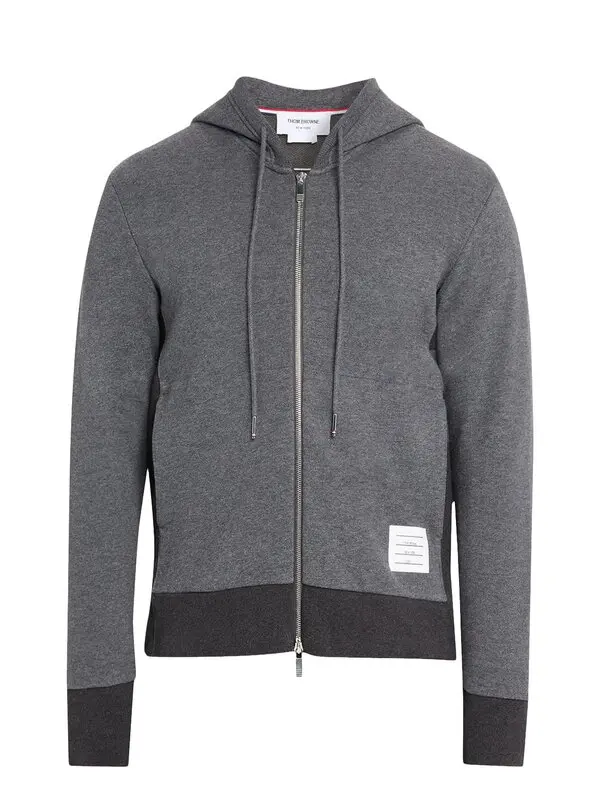 Thom Browne Cotton 4-bar Stripe Full-zip Hoodie - Dark Grey