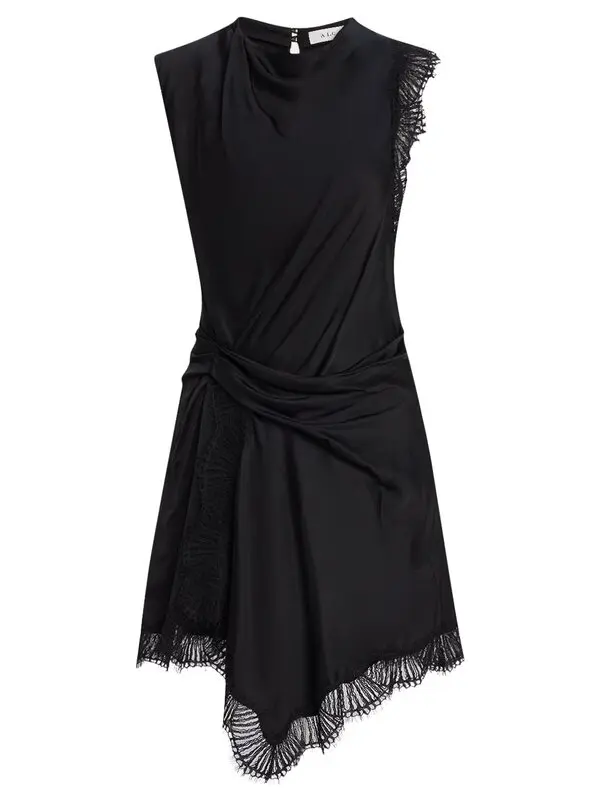A.L.C. Dion Draped Lace-trim Mini Dress - Black
