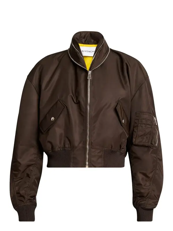 Givenchy Zipped Double Shawl-collar Crop Bomber - Brown