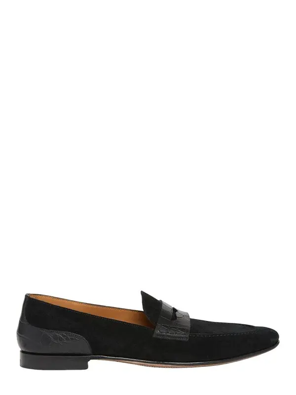 Dolce & Gabbana Suede And Alligator Penny Loafers - Blk