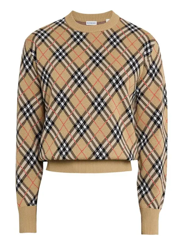 Burberry Vintage Check Knit Crewneck Sweater - Sand Ip Check