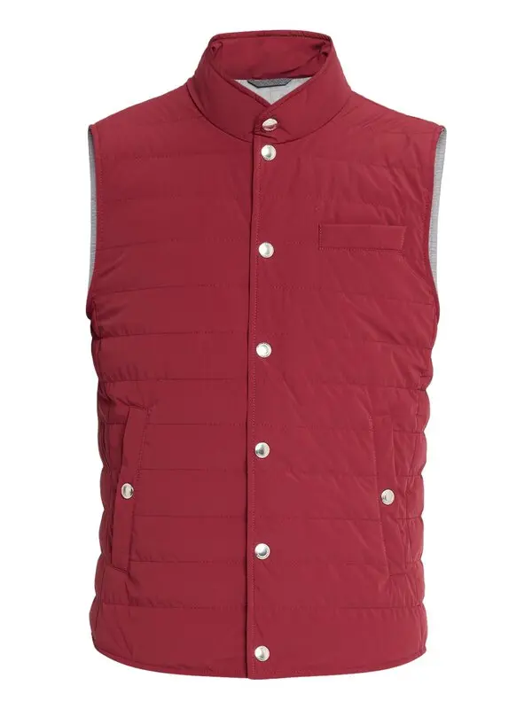Brunello Cucinelli Quilted Nylon Snap-front Vest - Purple