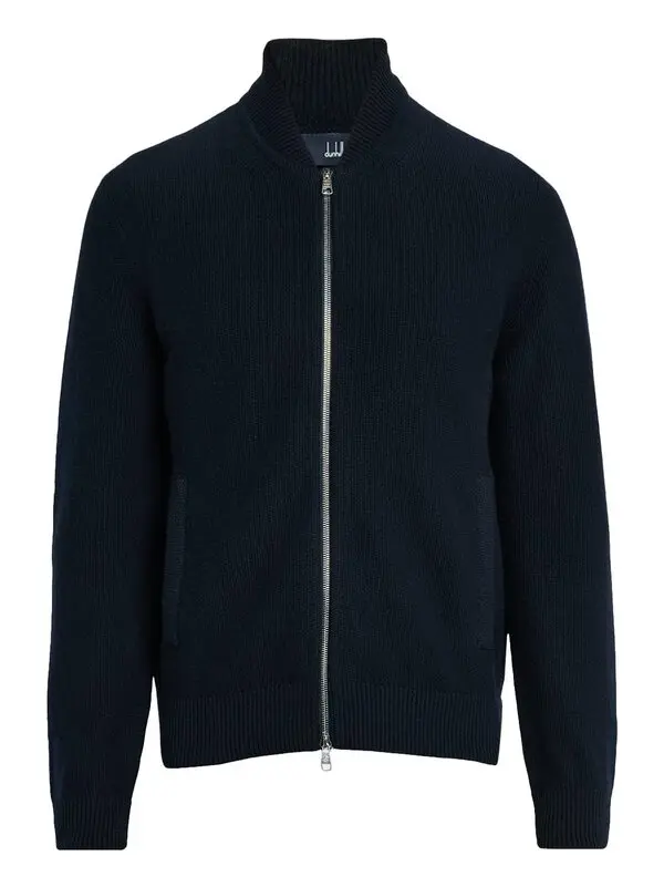 Dunhill Cotton And Cashmere Knit Bomber Sweater - House Navy