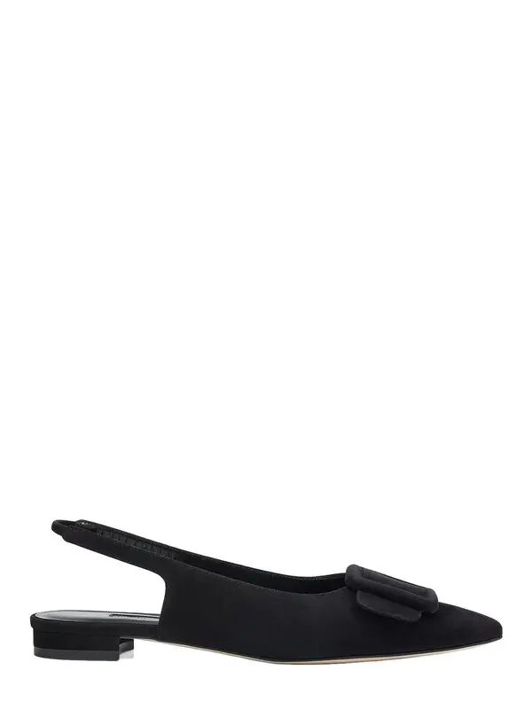 Manolo Blahnik Maylura Suede Slingback Ballerina Flats - Black