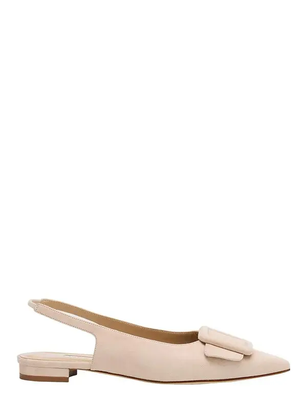 Manolo Blahnik Maylura Suede Slingback Ballerina Flats - Nude