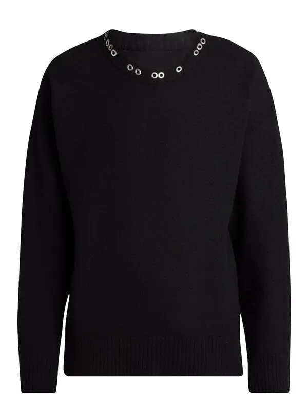 JIL SANDER Wool Crewneck Sweater With Studs - Black