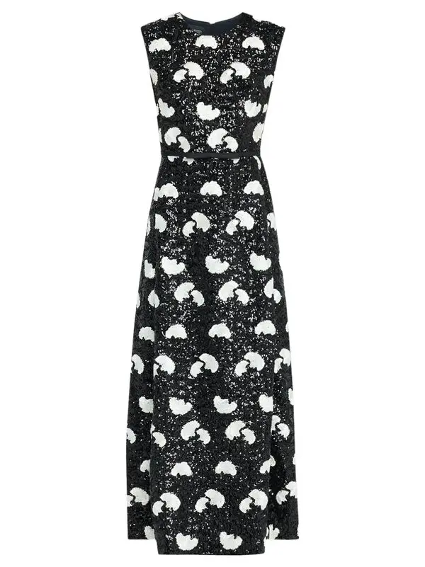 Giambattista Valli Embroidered Sequin Ankle Dress - Black
