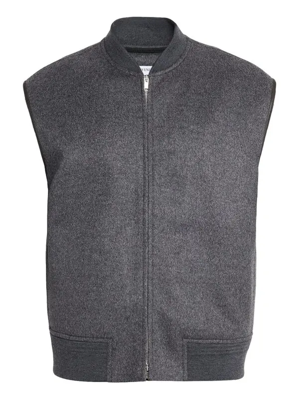 Bottega Veneta Leather-trimmed Double-face Wool Gilet - Grymel/wht