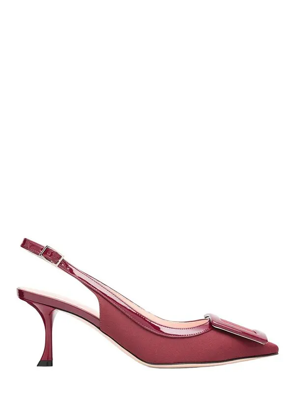 ROGER VIVIER Viv In The City Grosgrain Slingback Pumps - Brown/red