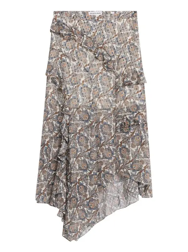 Veronica Beard Eleonora Asymmetric Slip Skirt - Dove Multi