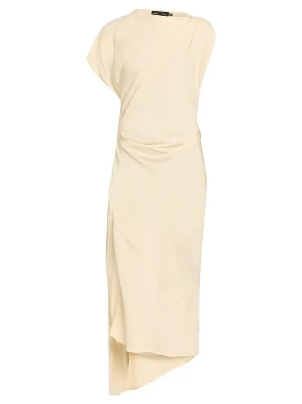 Proenza Schouler Hallie Hammered Viscose Draped Midi Dress - Champagne