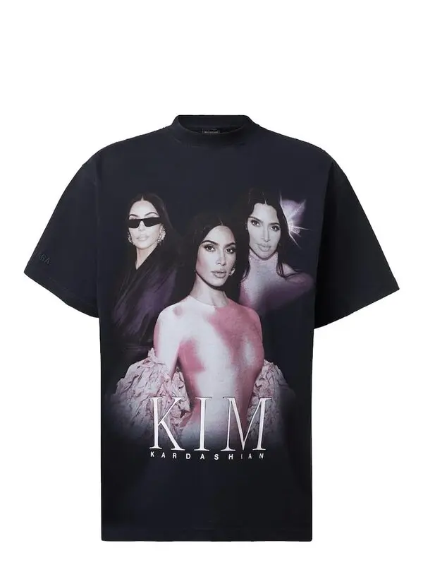 Balenciaga Kim K Oversized Cotton Jersey T-shirt - Black