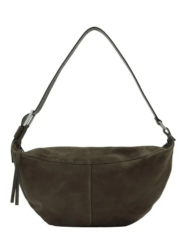 ALLSAINTS Luna Slouchy Suede Shoulder Bag - Olive Green