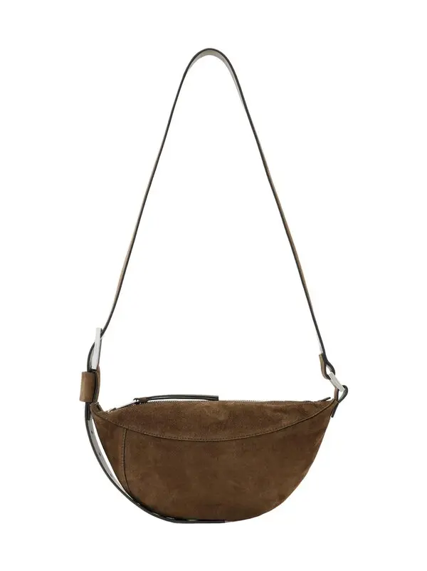 ALLSAINTS Luna Slouchy Suede Crossbody Bag - Fango Brown