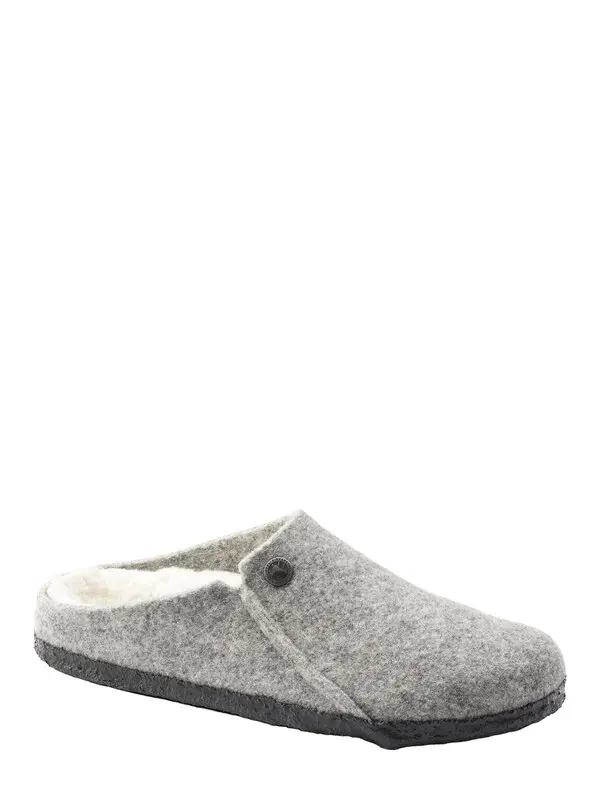 BIRKENSTOCK Zermatt Shearling Felt Slippers - Light Gray