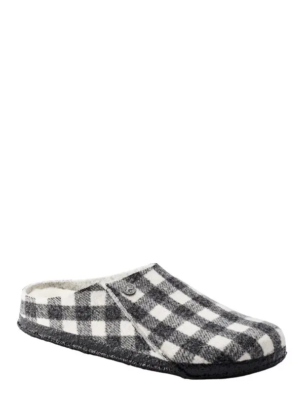 BIRKENSTOCK Zermatt Shearling Felt Slippers - Plaid White