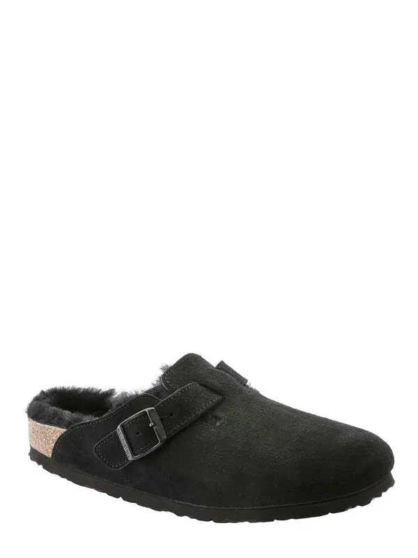 BIRKENSTOCK Boston Shearling Suede Clogs - Black