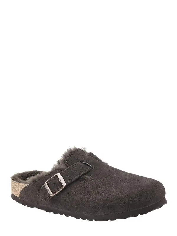 BIRKENSTOCK Boston Shearling Suede Clogs - Mocha