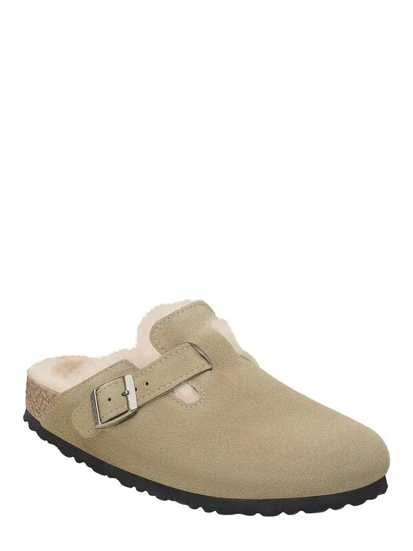 BIRKENSTOCK Boston Shearling Suede Clogs - Taupe