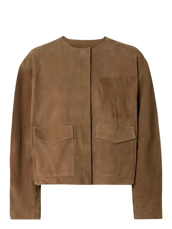 ST. AGNI Utility Cocoon Suede Jacket - Brown