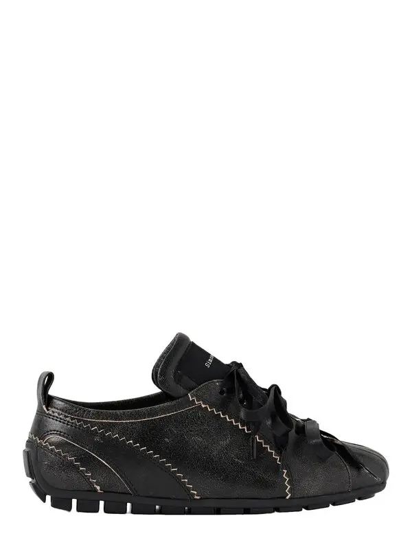Simone Rocha Cracked-leather Sneakers - Brown