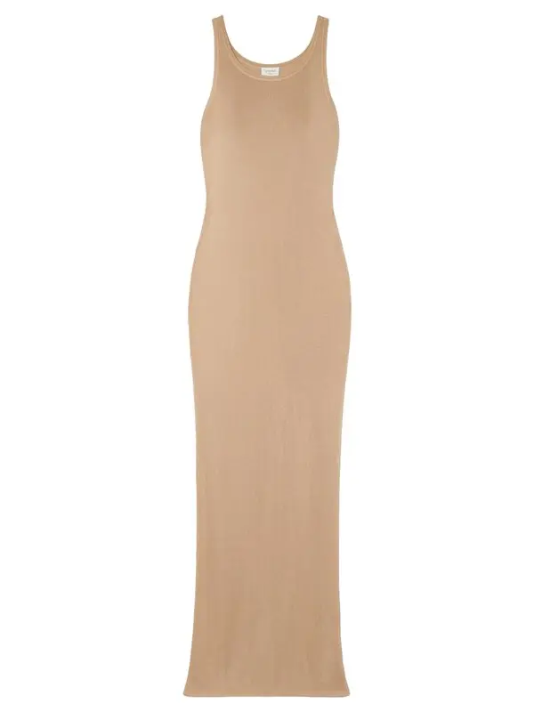 Saint Laurent Ribbed-knit Maxi Dress - Neutrals
