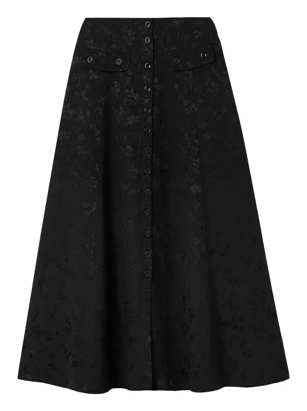 Maison Mayle Carlyne Silk-jacquard Midi Skirt - Black