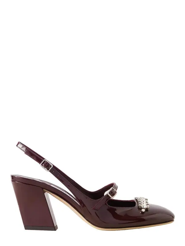 JIMMY CHOO Belinda 70 Crystal-embellished Slingback Pumps - Burgundy