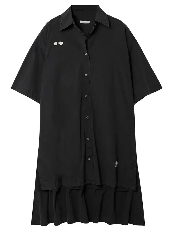 JW Anderson Embroidered Cotton-voile Midi Shirt Dress - Black
