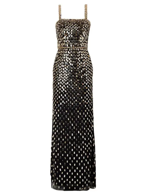 Jenny Packham Juliette Embellished Mesh Gown - Black