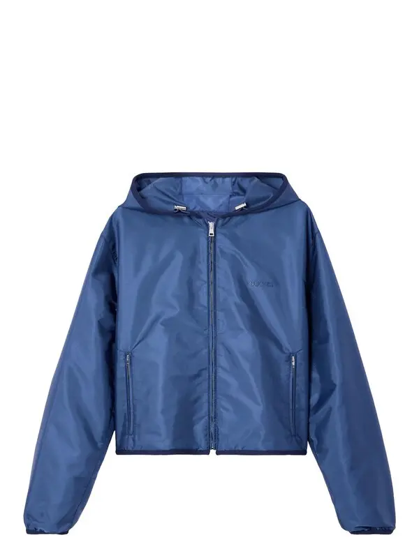 Gucci Hooded Gabardine Bomber Jacket - Blue