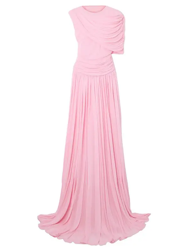 Giambattista Valli Asymmetric Draped Jersey Gown - Pink
