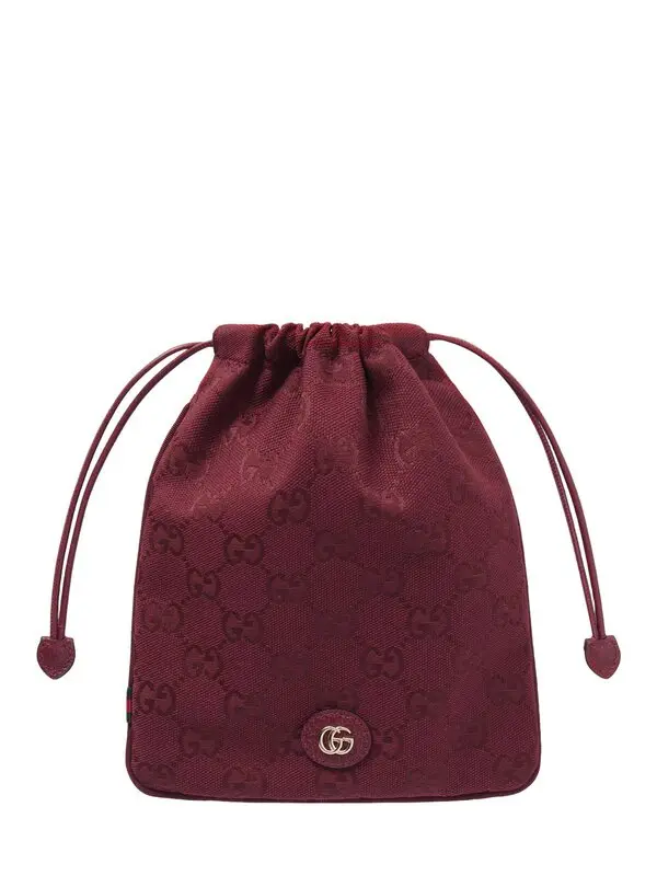 Gucci Leather-trimmed Canvas Pouch - Burgundy